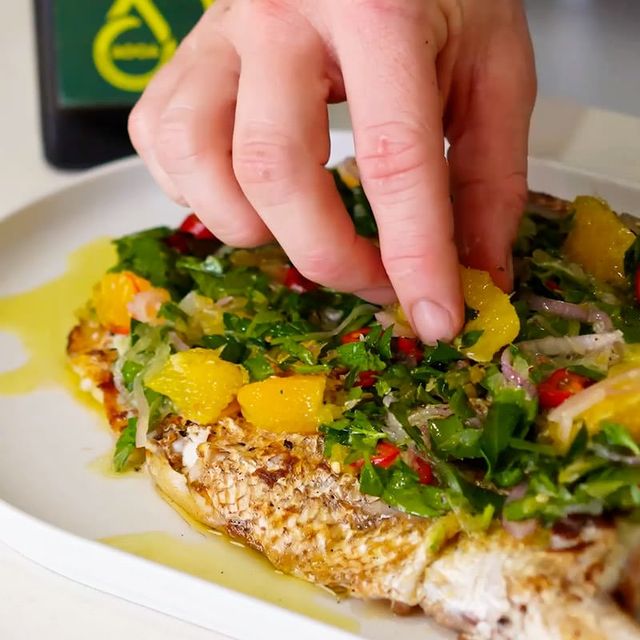 Get Drizzling - Recipe for Grilled Fish with Citrus Salad from Daniel ...